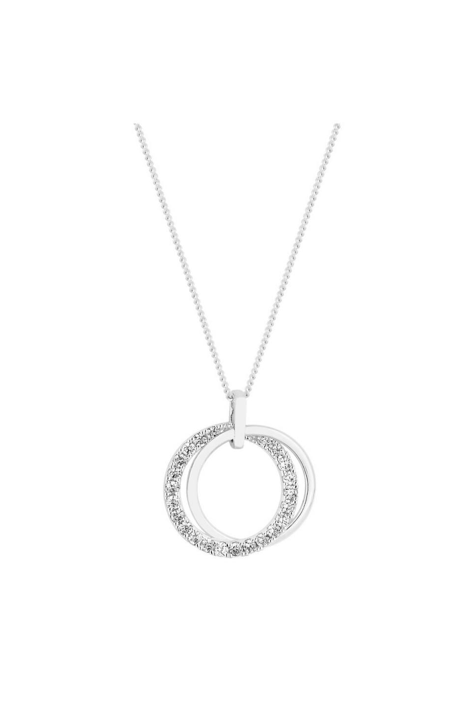 Jewellery Sterling Silver 925 Double Open Pendant Necklace Simply